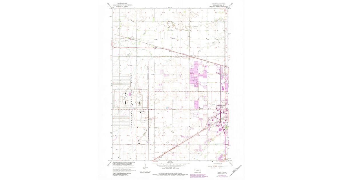1962 Map of Abbott, Hall County, NE — High-Res, 1984 Print | Pastmaps