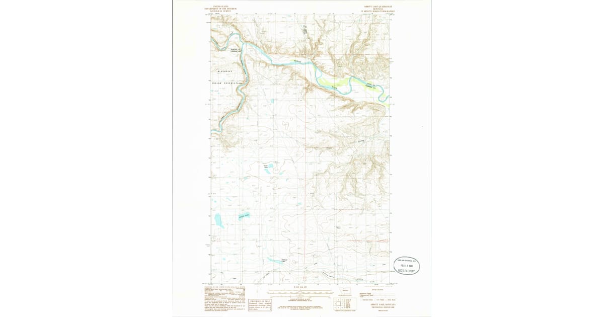 1985 Map of Abbott Lake, Pondera County, MT — High-Res | Pastmaps