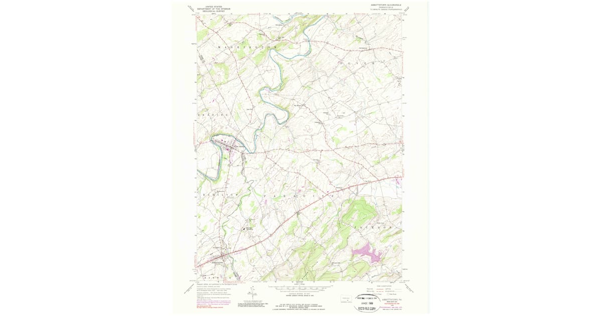 1953 Map of Abbottstown, PA — High-Res, 1989 Print #2 | Pastmaps