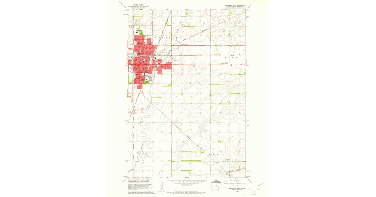 1960 Map of Aberdeen East, Brown County, SD — High-Res | Pastmaps