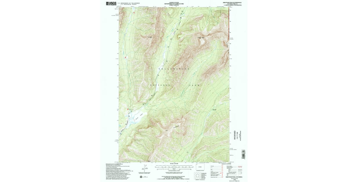 1991 Map of Abiathar Peak, Park County, WY — High-Res | Pastmaps