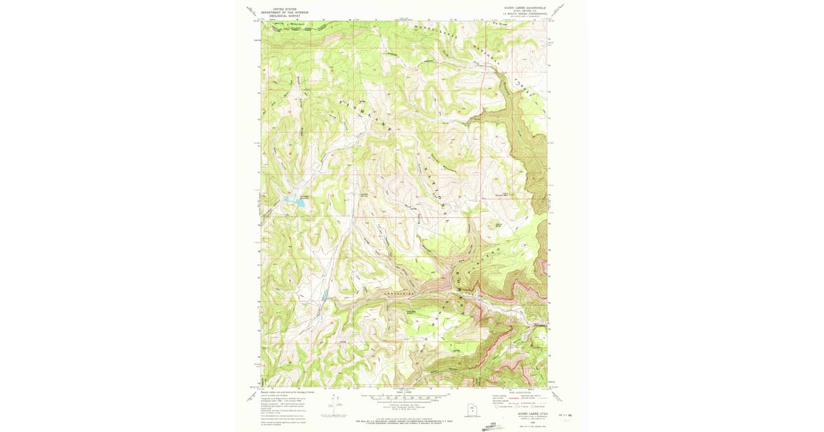 1968 Map of Acord Lakes, Sevier County, UT — High-Res | Pastmaps