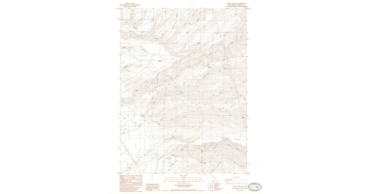 1985 Map of Acorn Hollow, Tehama County, CA — High-Res | Pastmaps