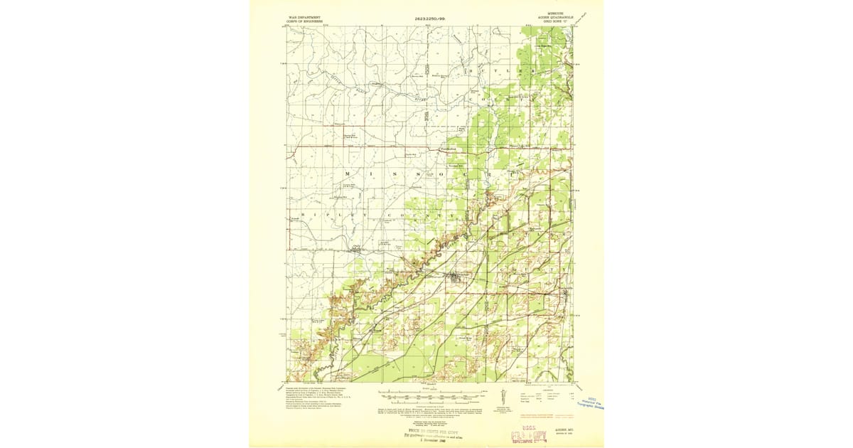 1935 Map of Acorn, Ripley County, MO — High-Res | Pastmaps