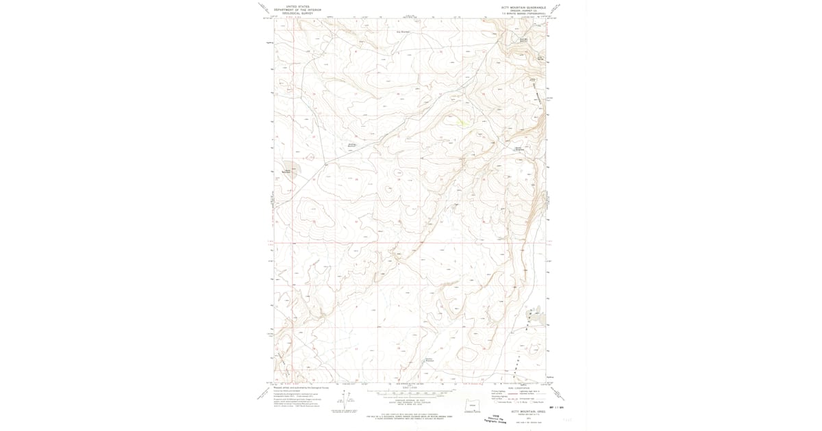 1971 Map of Acty Mountain, Harney County, OR — High-Res | Pastmaps