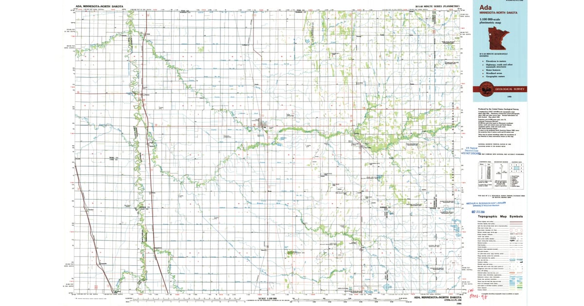 1984 Map of Ada, MN — High-Res | Pastmaps