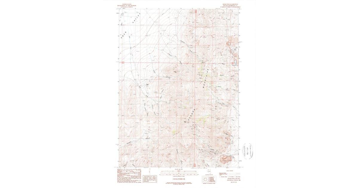 1988 Map of Adam Peak, Humboldt County, NV — High-Res | Pastmaps