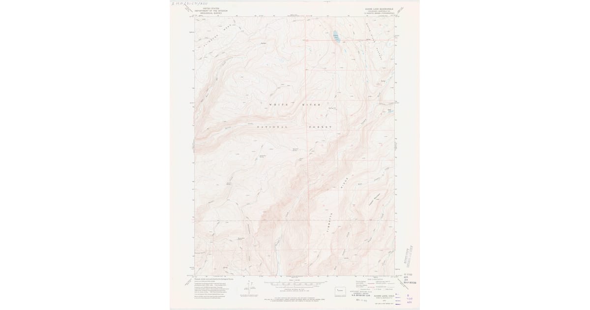 1974 Map of Adams Lake, Garfield County, CO — High-Res | Pastmaps