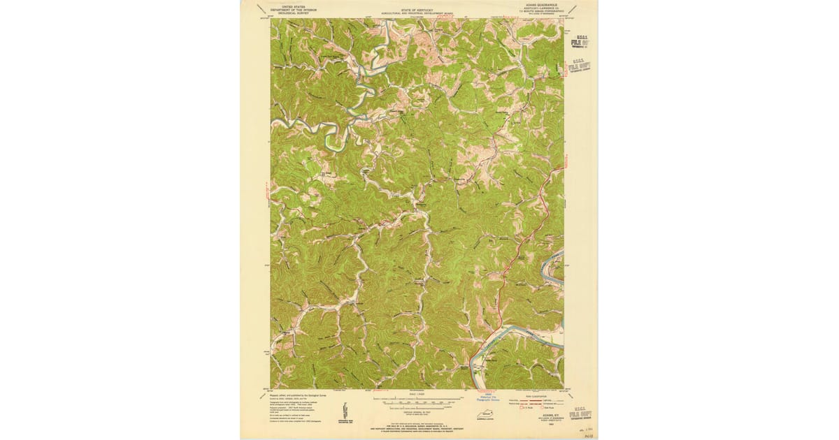 1953 Map of Adams, Lawrence County, KY — High-Res | Pastmaps