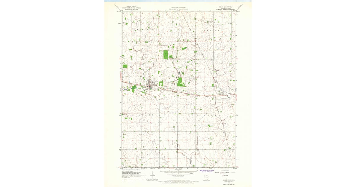 1965 Map of Adams, MN — High-Res | Pastmaps