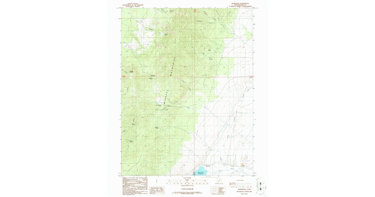 1986 Map of Adamsville, Beaver County, UT — High-Res | Pastmaps