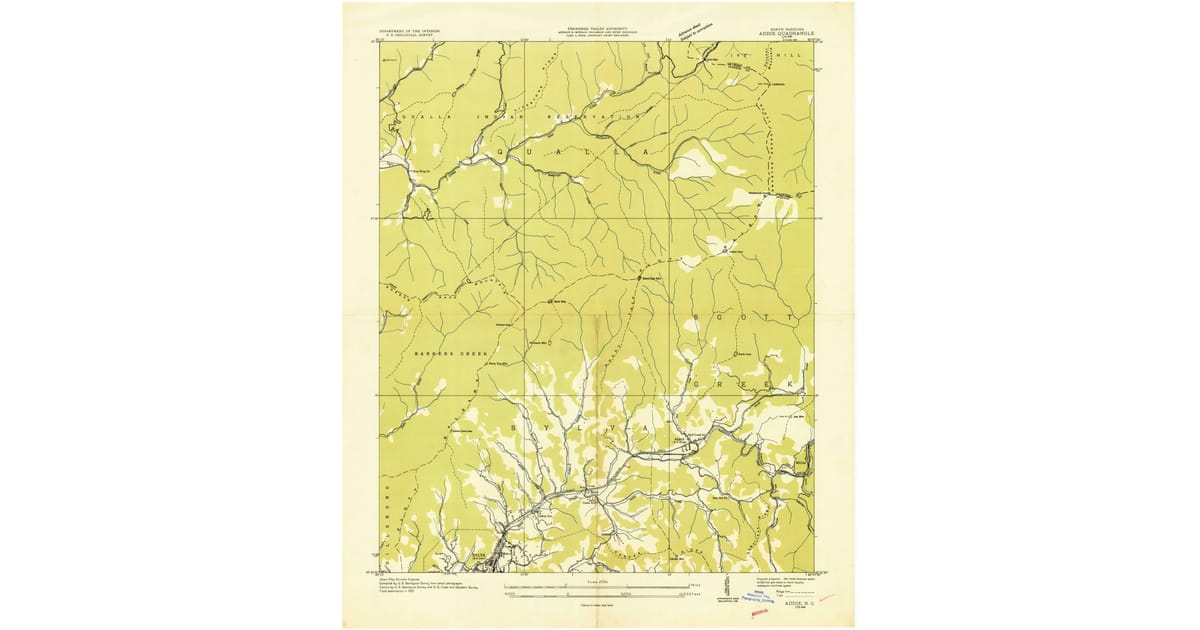 1935 Map of Addie, Jackson County, NC — High-Res | Pastmaps