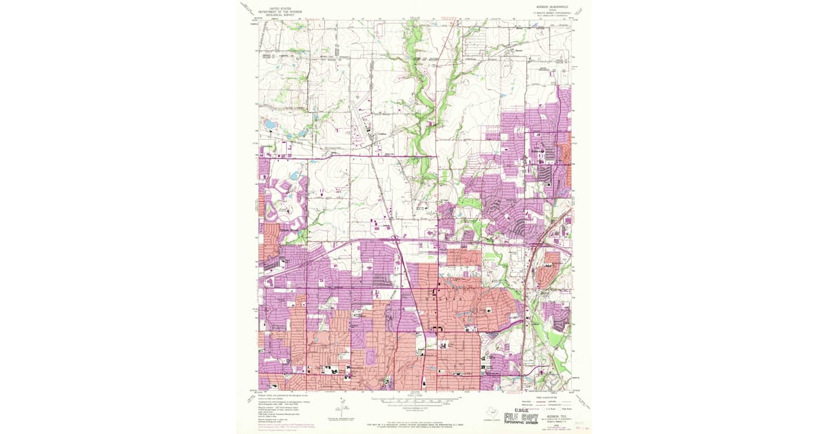 1959 Map of Addison, TX — High-Res, 1969 Print | Pastmaps