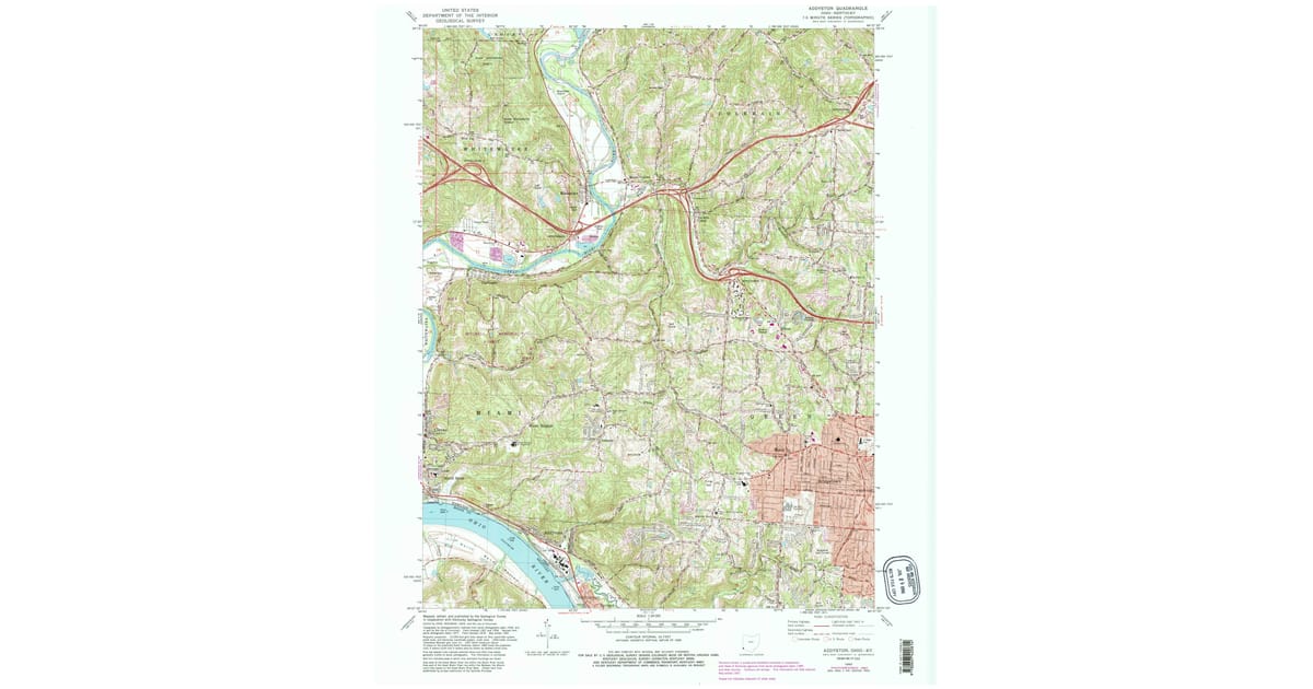 1982 Map of Addyston, OH — High-Res, 1987 Print | Pastmaps