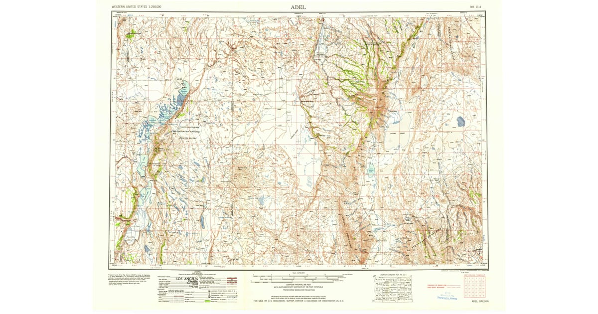 1958 Map of Adel, Lake County, OR — High-Res | Pastmaps