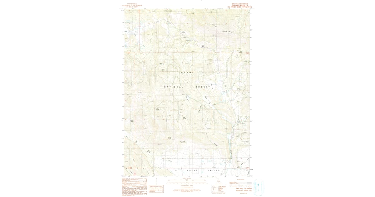 1990 Map of Adin Pass, Modoc County, CA — High-Res | Pastmaps