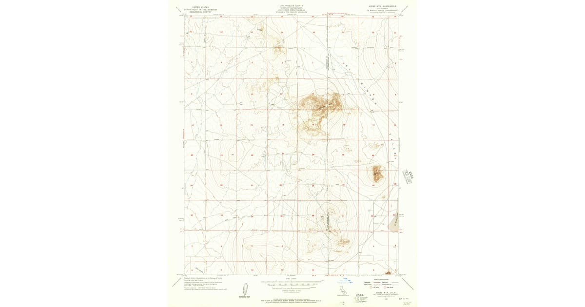 1955 Map of Adobe Mtn., Los Angeles County, CA — High-Res | Pastmaps