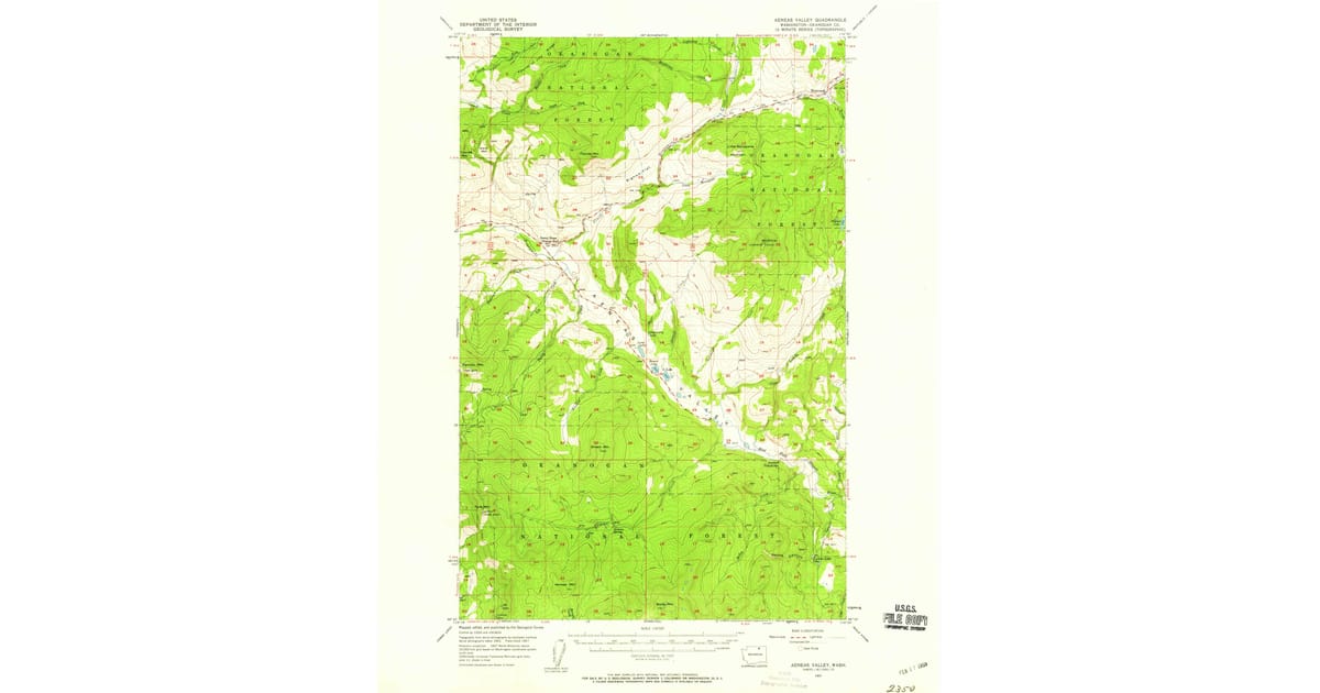 1957 Map of Aeneas Valley, Okanogan County, WA — High-Res | Pastmaps
