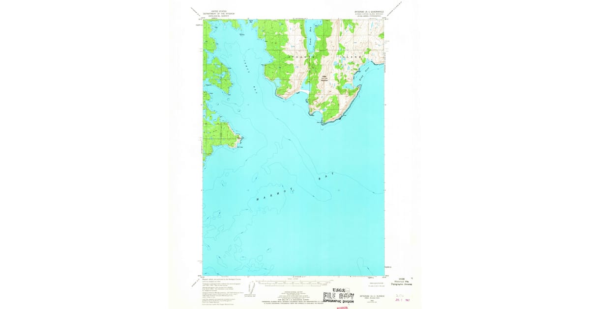 1952 Map of Afognak A-1, Kodiak Island Borough, AK — High-Res | Pastmaps