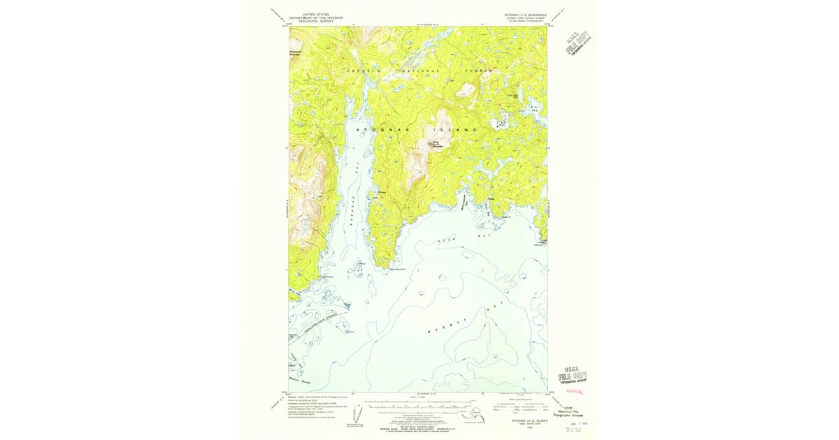 1954 Map of Afognak A-2, Kodiak Island Borough, AK — High-Res | Pastmaps