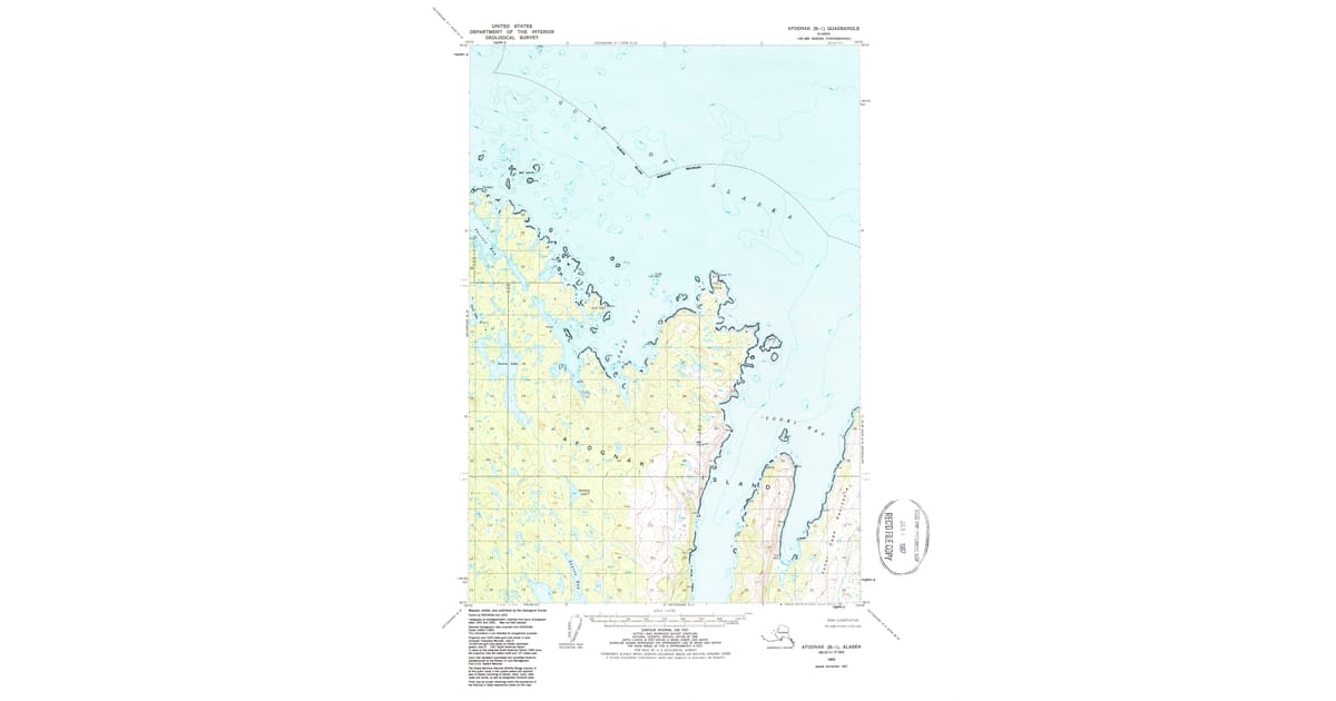 1952 Map of Afognak B-1, Kodiak Island Borough, AK — High-Res, 1987 ...