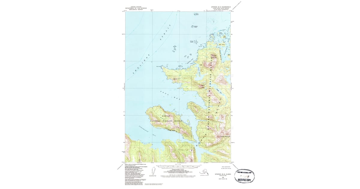 1954 Map of Afognak B-3, Kodiak Island Borough, AK — High-Res, 1987 ...