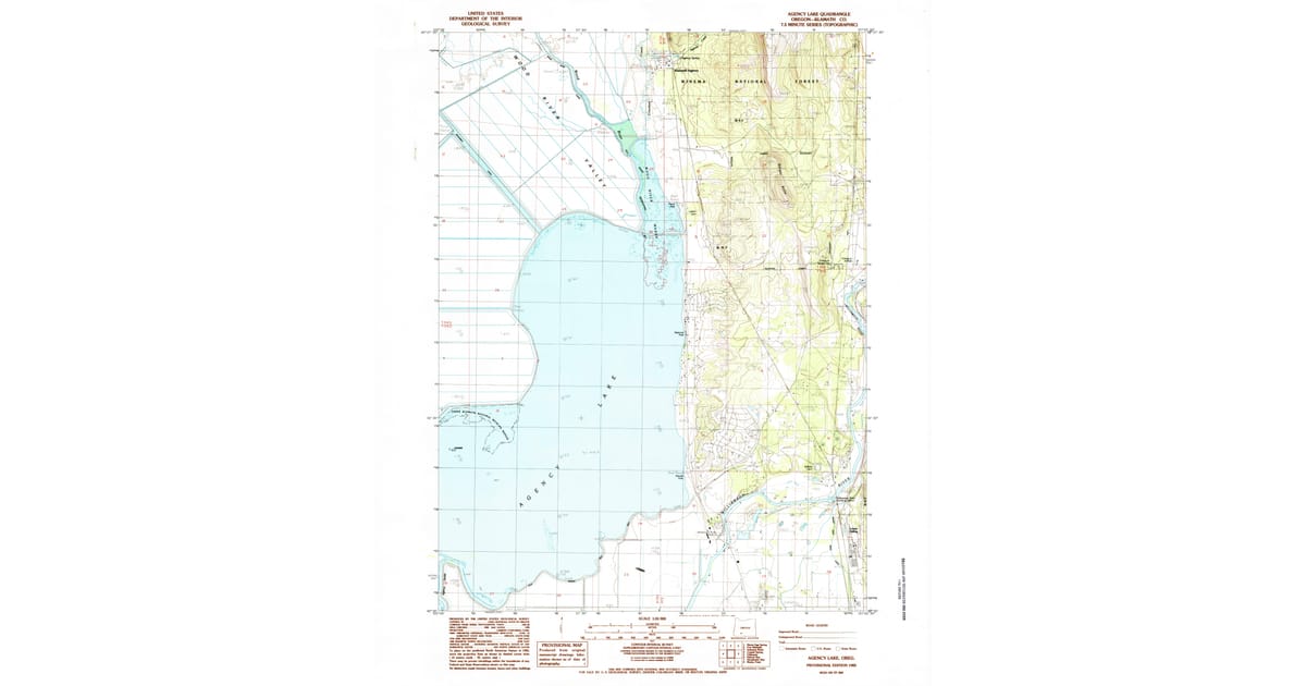 1985 Map of Agency Lake, Klamath County, OR — High-Res | Pastmaps