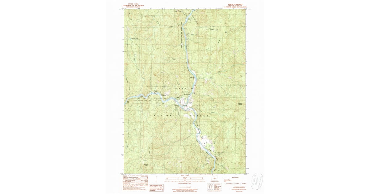 1989 Map of Agness, Curry County, OR — High-Res | Pastmaps