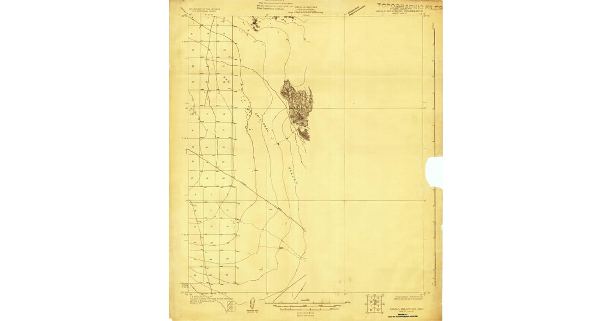 1927 Map of Aguila Mountains, Yuma County, AZ — High-Res | Pastmaps