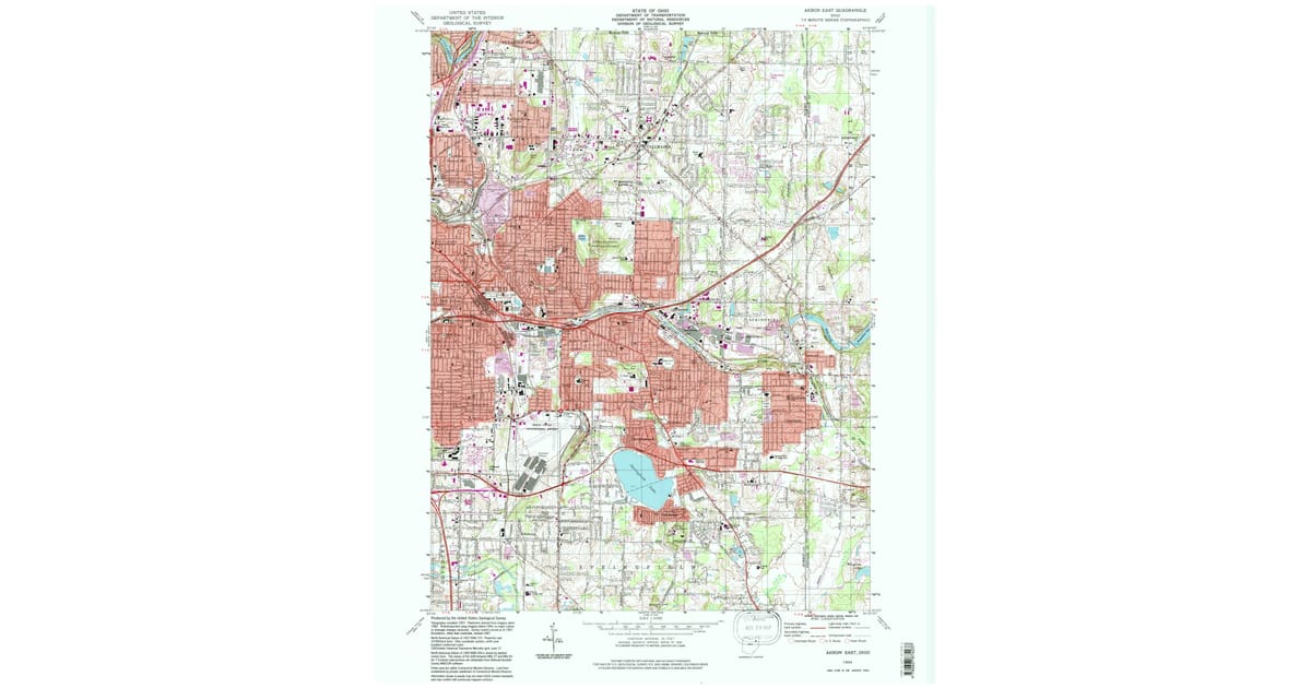 1994 Map of Akron East, Summit County, OH — High-Res | Pastmaps
