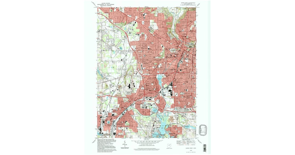 1994 Map of Akron West, Summit County, OH — High-Res | Pastmaps