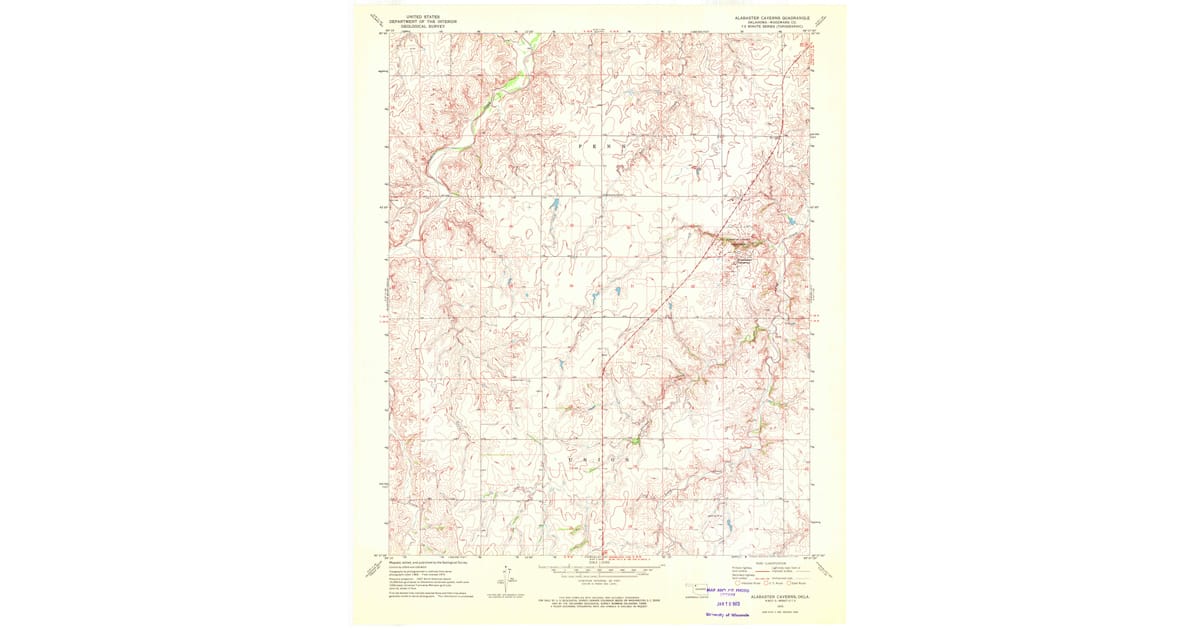 1970 Map of Alabaster Caverns, Woodward County, OK — High-Res | Pastmaps