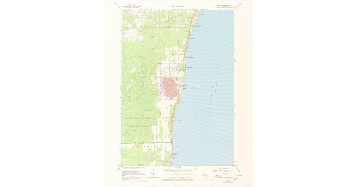 1966 Map of Alabaster, Iosco County, MI — High-Res, 1978 Print #2 ...