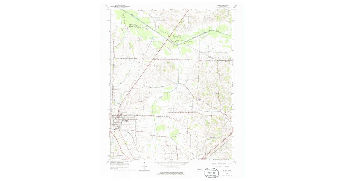 1964 Map of Alamo, TN — High-Res, 1985 Print | Pastmaps