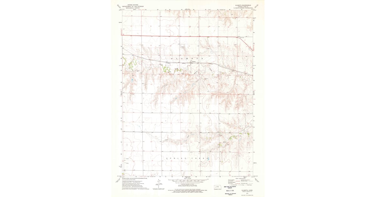 1974 Map of Alamota, Lane County, KS — High-Res | Pastmaps
