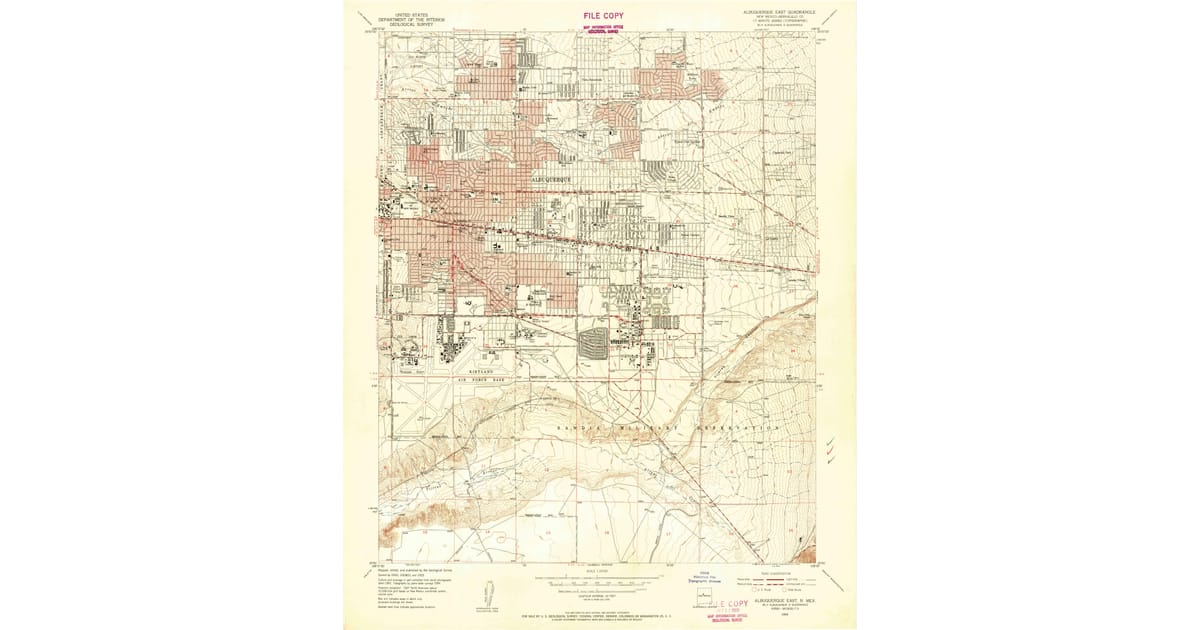 1954 Map of Albuquerque East, Bernalillo County, NM — High-Res | Pastmaps