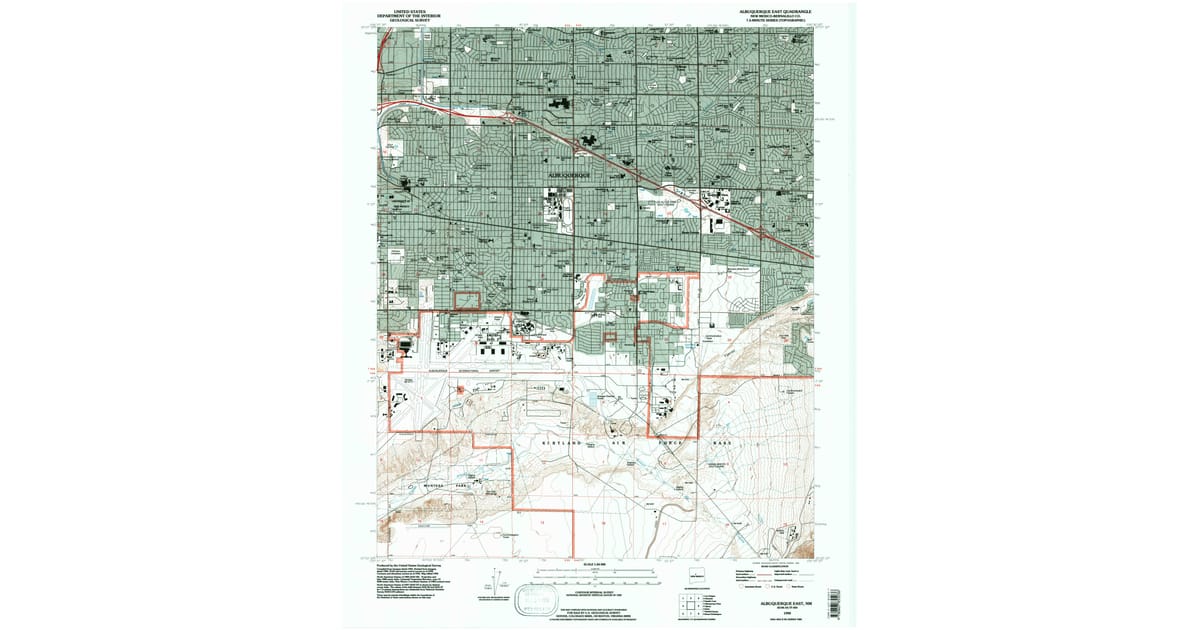 1990 Map of Albuquerque East, Bernalillo County, NM — High-Res | Pastmaps