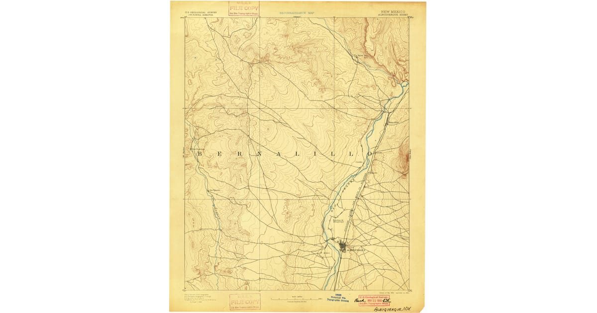 1893 Map of Albuquerque, NM — High-Res, 1900 Print | Pastmaps