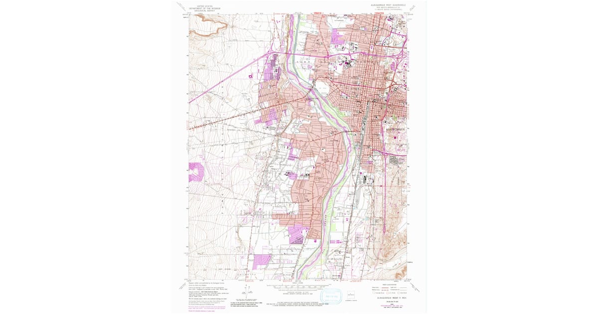 1960 Map of Albuquerque West, Bernalillo County, NM — High-Res, 1985 ...