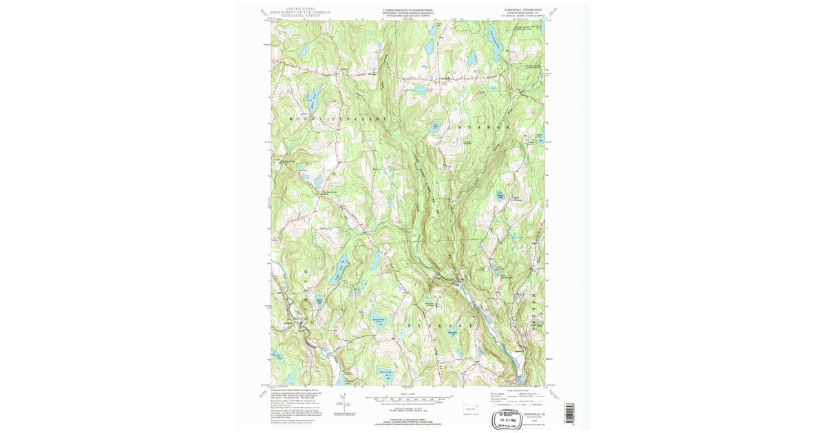 1994 Map of Aldenville, Wayne County, PA — High-Res | Pastmaps