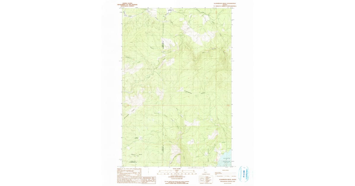 1990 Map of Aldermand Ridge, Clearwater County, ID — High-Res | Pastmaps