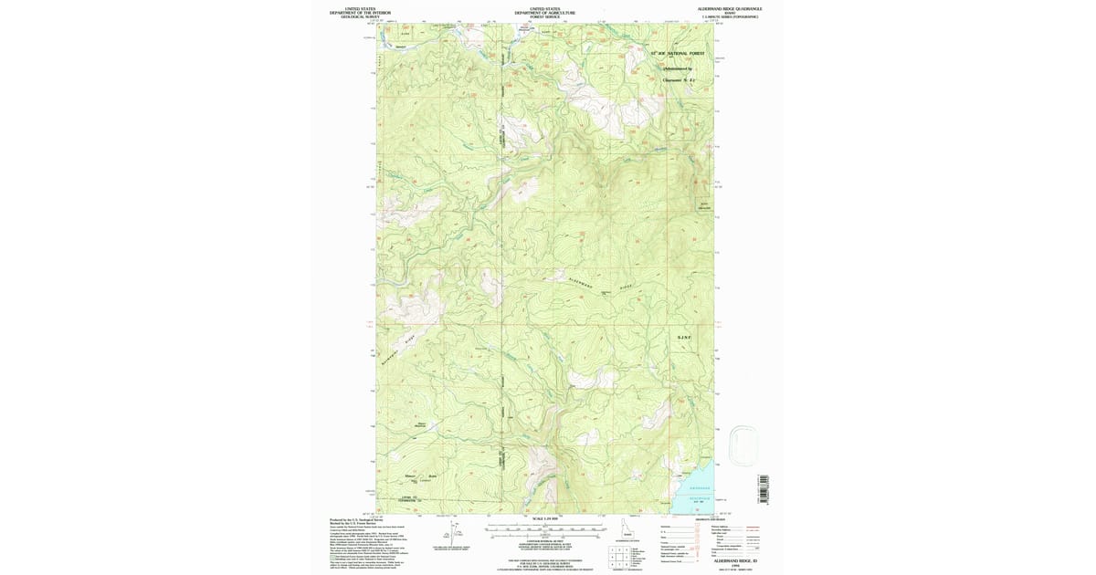 1994 Map of Aldermand Ridge, Clearwater County, ID — High-Res | Pastmaps