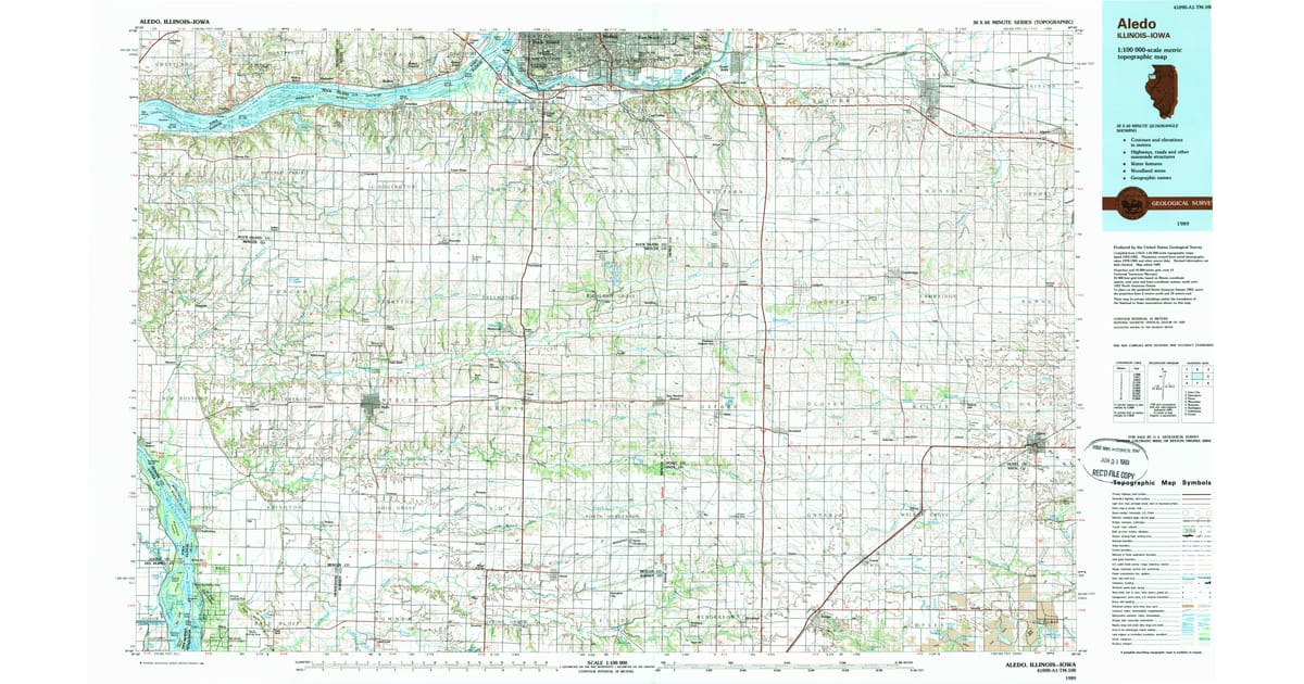 1989 Map of Aledo, IL — High-Res | Pastmaps
