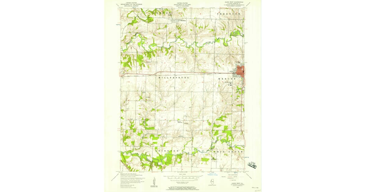 1953 Map of Aledo West, Mercer County, IL — High-Res | Pastmaps