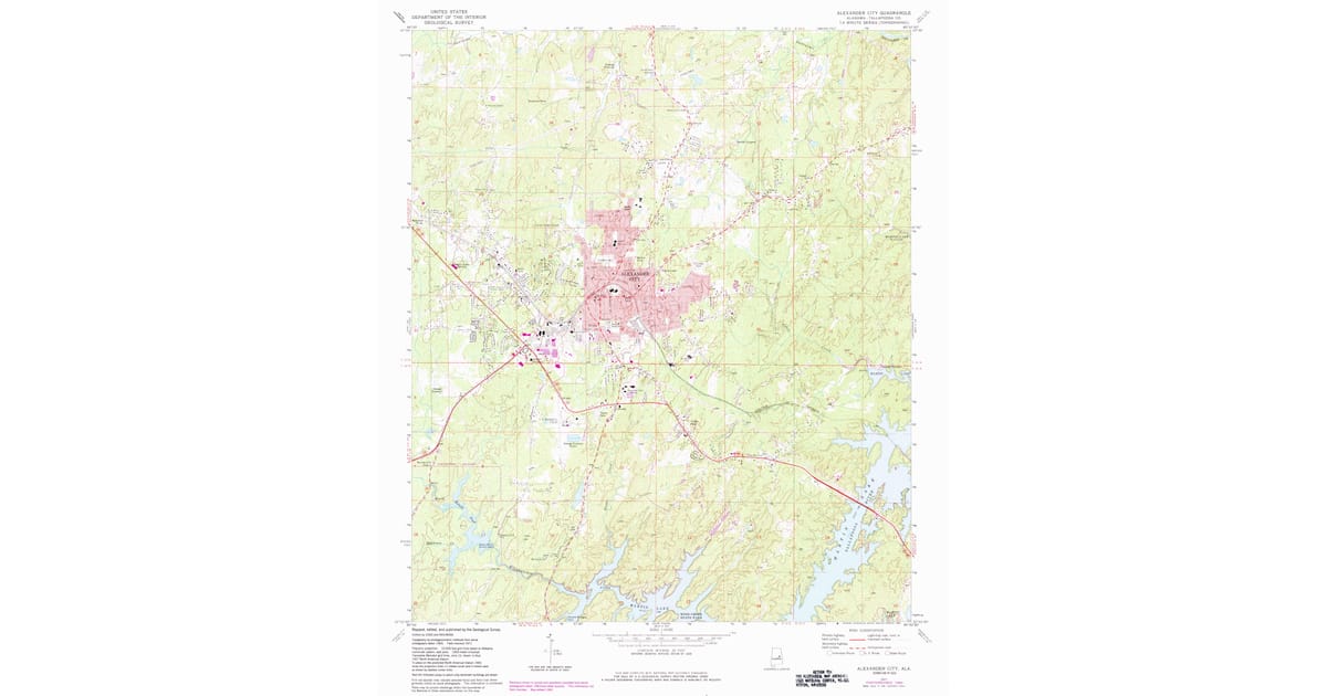 1971 Map of Alexander City, AL — High-Res, 1984 Print #2 | Pastmaps