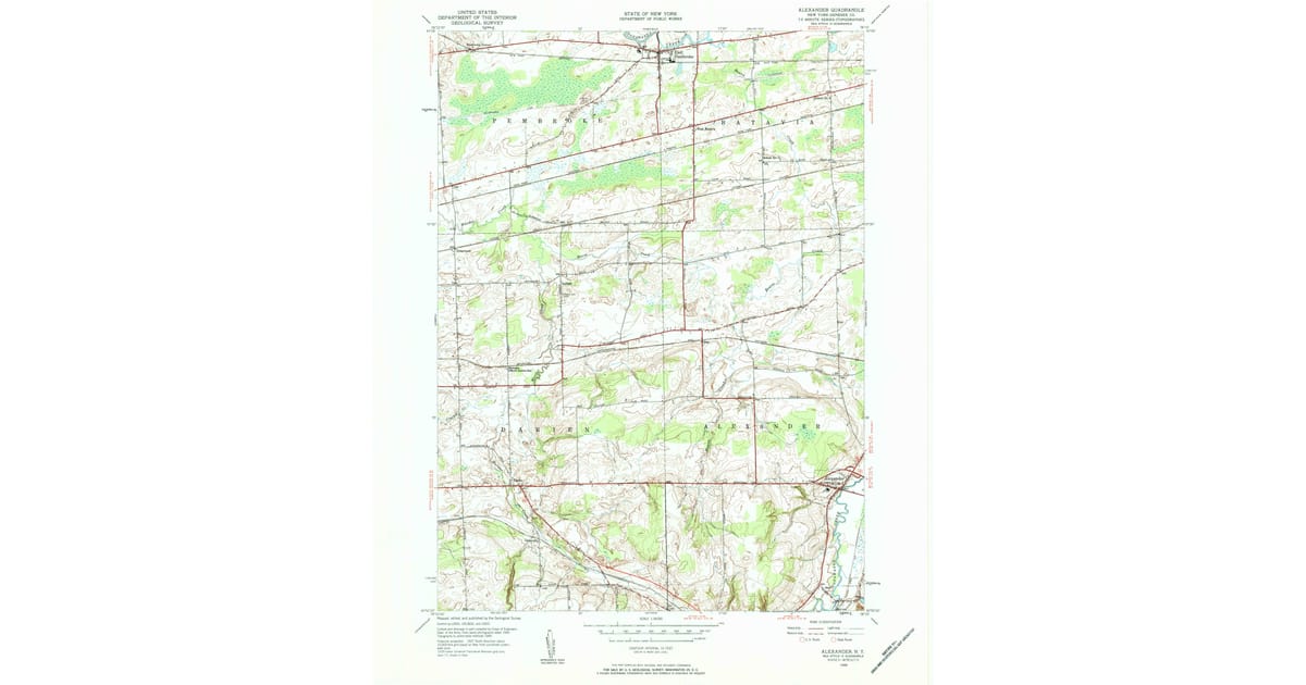 1949 Map of Alexander, Genesee County, NY — High-Res, 1984 Print | Pastmaps