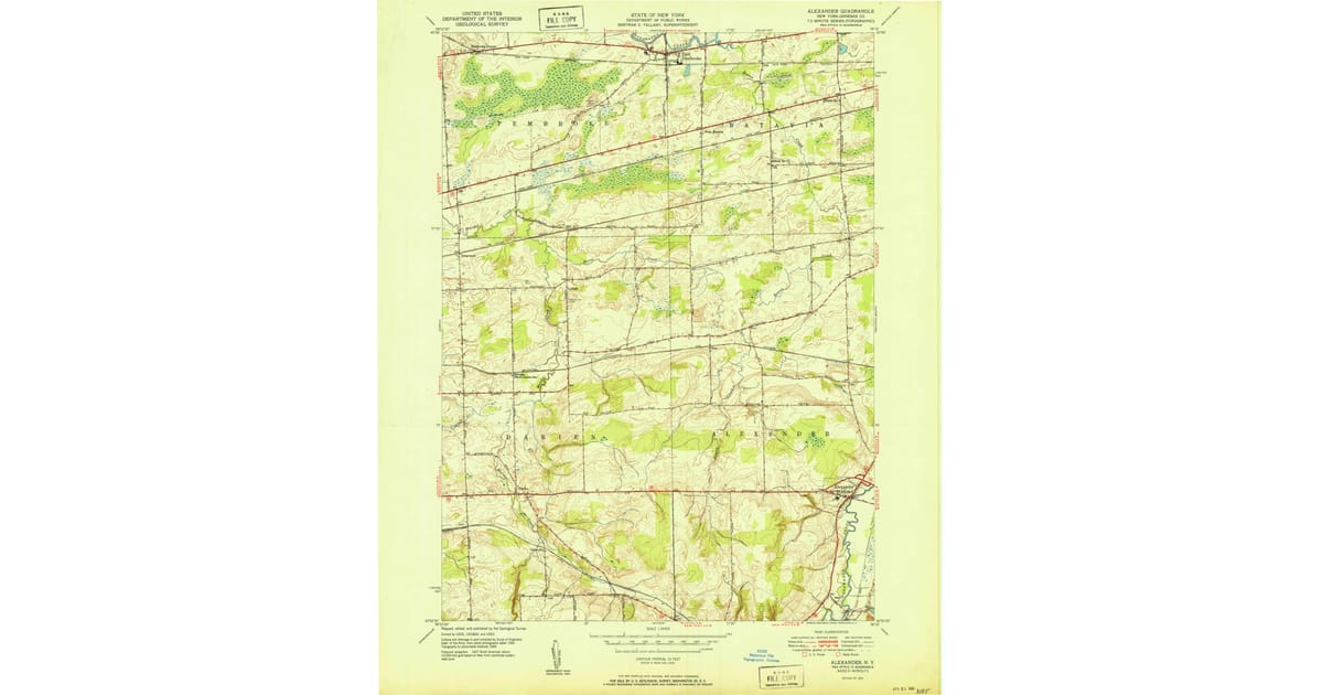 1951 Map of Alexander, Genesee County, NY — High-Res | Pastmaps