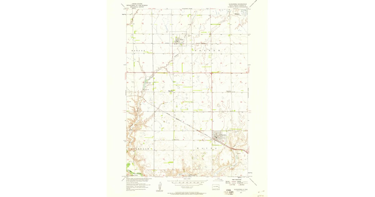 1957 Map of Alexandria, SD — High-Res | Pastmaps