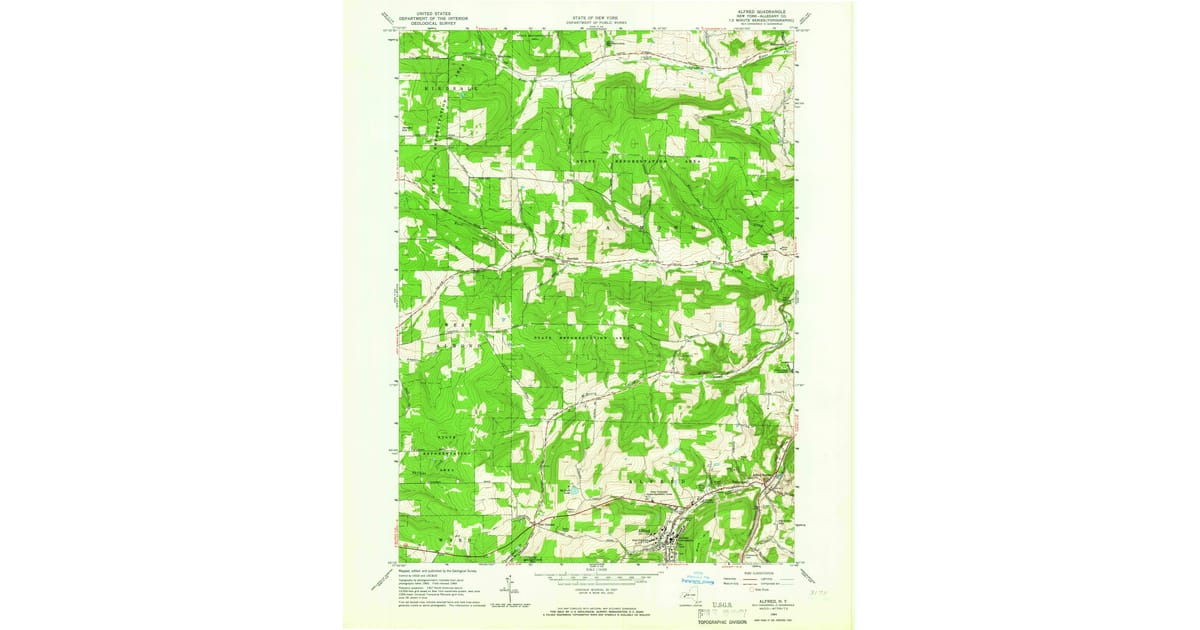 1964 Map of Alfred, Allegany County, NY — High-Res | Pastmaps