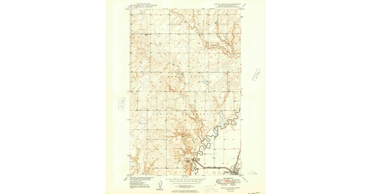 1949 Map of Alkali Coulee, Sheridan County, MT — High-Res | Pastmaps